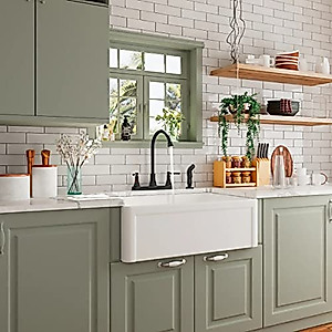 GOWIN Matte Black Kitchen Faucet,2 Handle Kitchen Sink Faucet with Side Sprayer,3 or 4 Hole Kitchen Faucet for Rv Camper Sinks,High Arc Stainless Steel 8 Inch Centerset Faucet