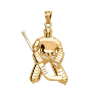 CaliRoseJewelry Hockey Goalie Player Pendant in 10k Yellow Gold