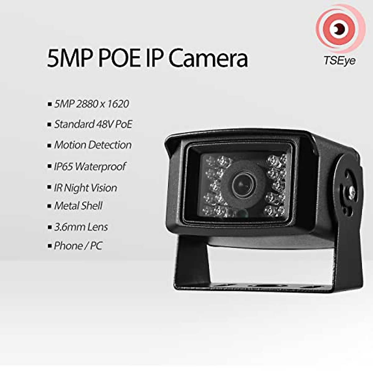 REVODATA 5MP POE IP Camera,UltraHD Mini Security Camera Outdoor, IP65 Waterproof, 10M IR Night Vision, 3.6mm Lens, Motion Detection,Smart Phone/PC App (I704-P)