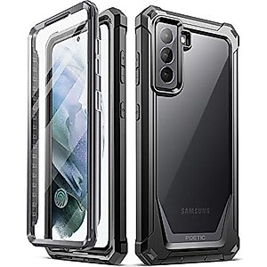 Poetic Guardian Case Designed for Samsung Galaxy S21 5G 6.2 inch, Built-in Screen Protector Work with Fingerprint ID, Full Body Hybrid Shockproof Bumper Cover Case, Black