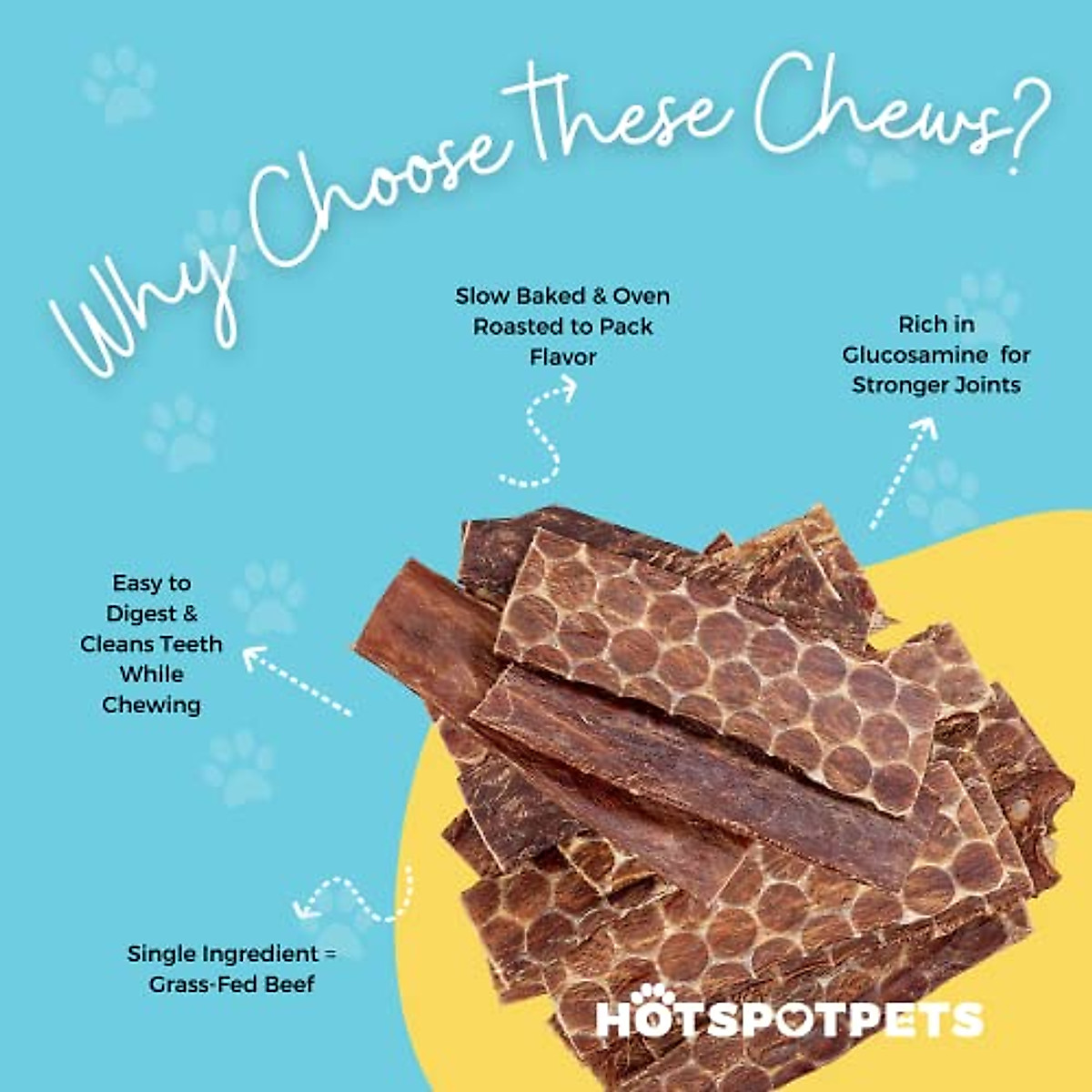 hotspot pets Beef Dog Treats Esophagus (6 Inches) - 100% Natural Healthy Chews for Dogs - Meat Jerky Snack with No Preservatives, Hormones & Antibiotics from Grass Fed Cattle (20 Pack)