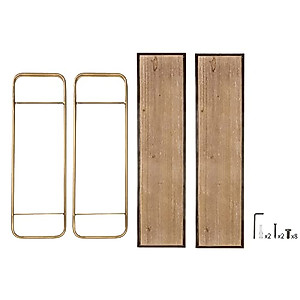 Oakrain Floating Shelves Wood, 32" Industrial Wall Shelves with Metal Frame for Bedroom, Living Room, Bathroom, Kitchen, Bar, Gold