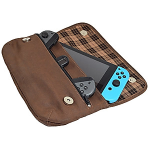 Hide & Drink, Carrying Case Compatible with Switch, Urban Travel Pouch, Soft Storage Bag, Scratch & Bump Protection, Minimalist Essentials, Waxed Canvas, Handmade, Honey Bourbon