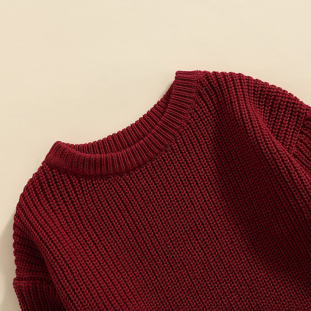 Toddler Infant Baby Girl Boy Knit Sweater Solid Color Oversized Crewneck Warm Pullover Sweatshrit Fall Winter Tops