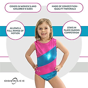 Obersee Girl's Gymnastics Leotard, Pink Diagonal, CXXS