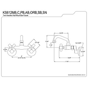 Kingston Brass KS612AB Kingston Bar Faucet, Antique Brass