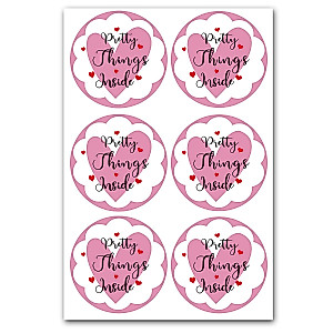 Pretty Things Inside Stickers - Round Heart Thank You Stickers - Thanks for Shopping Small Shop Local Handmade Waterproof Blue Love Labels- 2 Inch （504 pcs） (Pink)