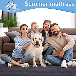 MAXYOYO Cooling Floor Mattress Japanese Futon Mattress for Hot Sleepers, Cooling Mattress Pad Portable Camping Mattress Roll Up Mattress for Summer, Breathable Mesh, Cool Sleep, Charcoal Black, Full