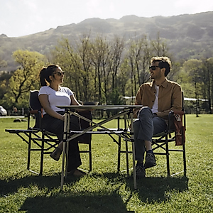 SUNNYFEEL Outdoor Folding Table | Lightweight Compact Aluminum Camping Table, Roll Up Top 4 People Portable Camp Square Tables with Carry Bag for Picnic/Cooking/Beach/Travel/BBQ