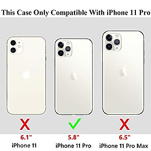 Vofolen Case for iPhone 11 Pro Case Wallet Credit Card Holder Slot Sliding Door Hidden Pocket Anti-Scratch Dual Layer Hybrid TPU Protective Hard Shell Back Cover for iPhone 11 Pro 5.8 inch Black