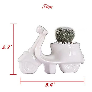 YONGYAN Motorcycle Flower Pot Statue Decoration Ceramics Garden Planters Containers Pot Bookshelf Office Desktop Decor
