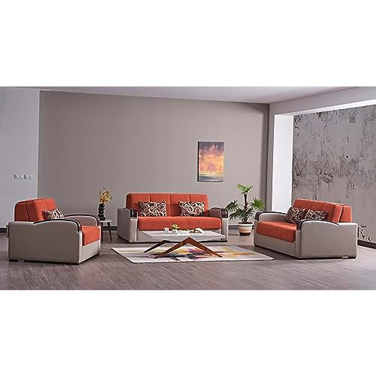 Sweethome Stores 74" Pull Bed with Storage, Firm, Fabric, 650 lbs Capacity, Sleeper Sofa, Futon for Living Room or Home Office Convertible Couch, DormirClack Sofabed, Orange