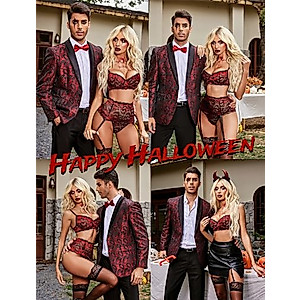 Avidlove Lingerie For Women High Waisted Lingerie Set with Garter Underwire Push Up Bra and Panty Sets(Red,M)