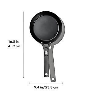 OXO Outdoor Pre-Seasoned Carbon Steel 8" Frying Pan Skillet, Detachable Handle for Easy Storage, Indoor Use, Nonstick with Use, Induction Suitable, Oven & Broiler Safe,Browning, Grill,Sear,Saute,Black
