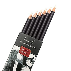 Brusarth Eraser Pencils Set - Professional 3pc Erasing Small Details or add Highlights for Sketching Pencils, Colored Pencils, Charcoal Drawings. Fine Detail Eraser for Beginners & Artists