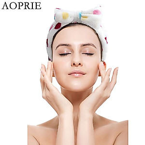 AOPRIE 6 Pieces Women's Spa Headbands - Soft Coral Fleece Bow Hair Wraps for Facial Makeup, Face Washing, and Shower
