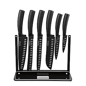 Cuisinart C77NS-7P Classic Nonstick Edge Collection 7-Piece Cutlery Knife Set with Acrylic Stand, Black