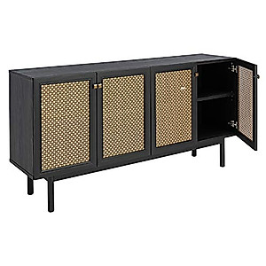 Safavieh Home Collection Piran Black and Gold 4-Door 2-Shelf Media (65-inch Flat Screen) TV Stand