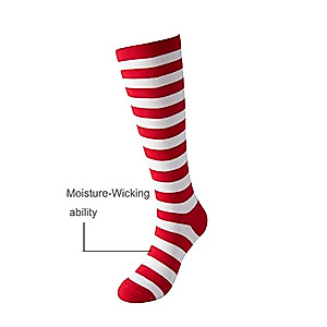 Cerebro Knee High Socks for Kids Stripes Girls Cotton Calf Athletic Tube Socks,SOCKS (1Pairs 10-15Y, 1Pairs black) …