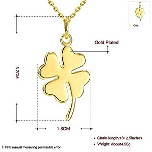 Greendou Fashion Jewelry 18K Gold Cute Four-Leaf Clover Lucky Adjustable Pendant Necklace