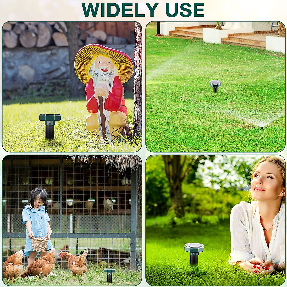 16 Pack Solar Mole Repellent Ultrasonic Gopher Repellent Solar Powered Waterproof Snake Repellent Vole Mole Deterrent Spikes Rodent Mouse Repellent for Outdoor Garden Yard Lawn