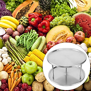 Hemoton Stainless Steel Dessert Serving Plate 2- tier Snack Plate Metal Seafood Display Trays Food Holder Tower for Restaurant Buffet Wedding Party Platter