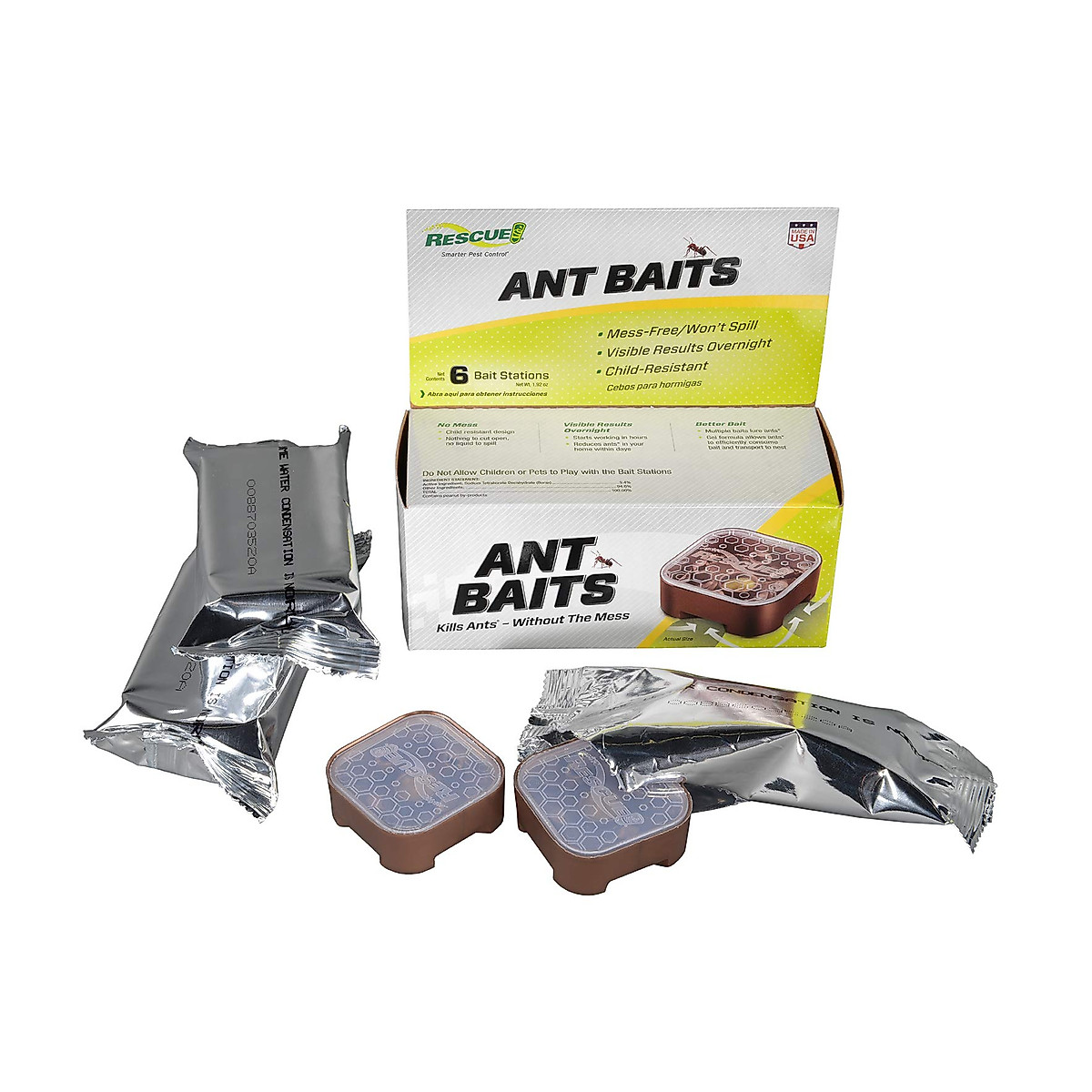 RESCUE! Ant Baits – Indoor Ant Killer, Ant Trap Alternative - 2 Pack (12 Bait Stations)