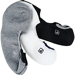 Sperry Top-Sider Men's Skimmers Solid 3 Pair Pack Liner Socks, Charcoal Heather/Black, 10-13 (Shoe Size 6-12)