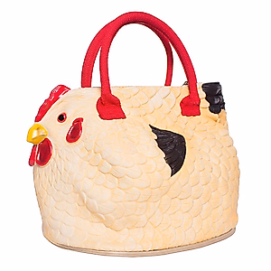 Rubber Chicken Bag & Small Chick Coin Purse Accessory Pack – Funny Novelty Chicken Purse Hen Bag Zippered Couture Costume Props Gag Set , Teen s, Bride, Bachelorette, Yellow (FIC-BB0004S_FIC-GP01408)