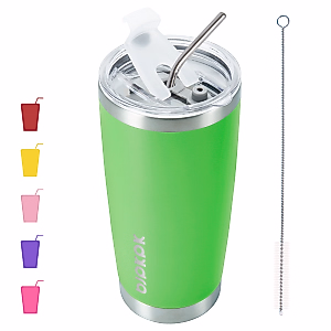 BJPKPK 20 oz Insulated Tumblers With Lid And Straw Stainless Steel Coffee Tumbler Cup,Green