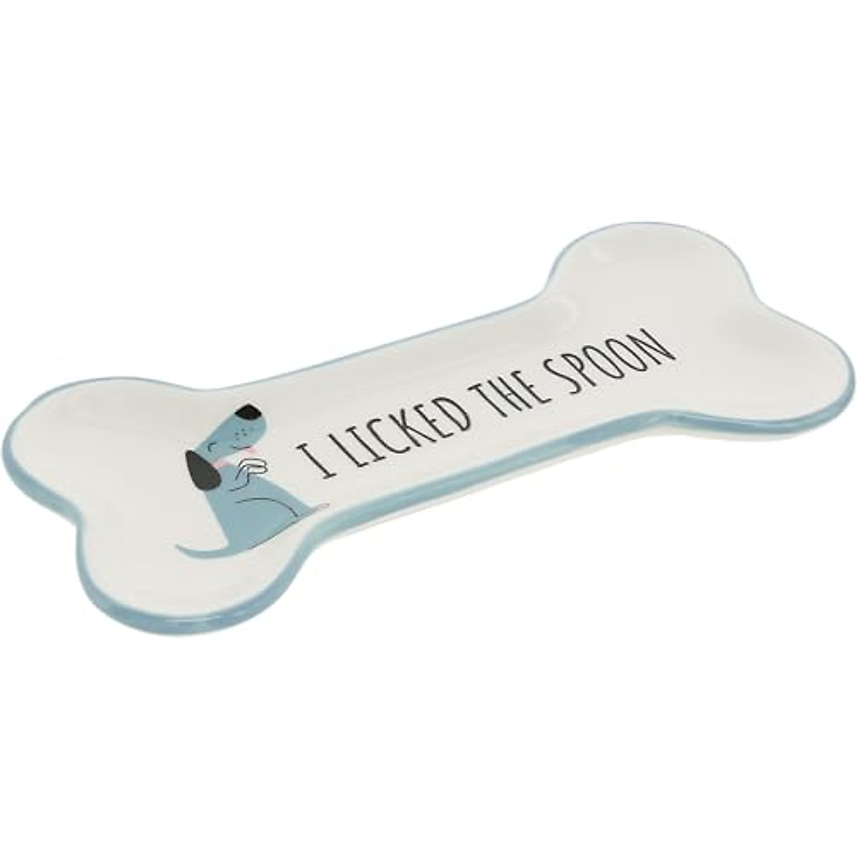 Pavilion - I Licked The Spoon - 8.5" Housewarming Decorative Bone Shaped Spoon Rest Holder Pet K-9 Puppy Dog Rescue Adoption Animal Pet Parents Mom Dad Present