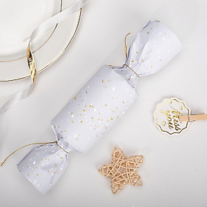 Homeral Wrapping Paper Roll-17inch x 16.5ft White with Silver and Gold Foil Flake for Christmas, Birthday, Wedding, Bridal Shower, Anniversaries, Party
