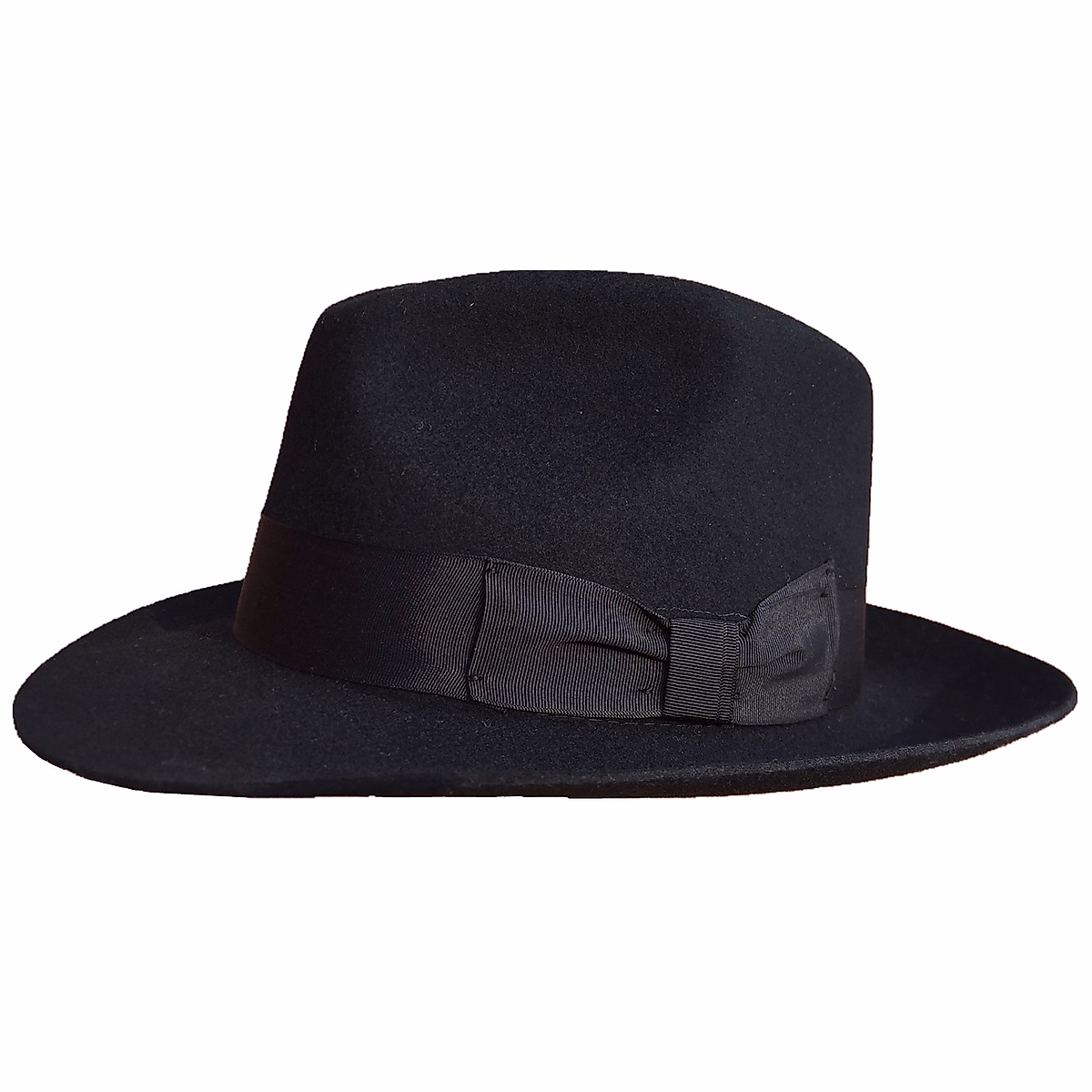 Classic Black Men's Wool Felt Godfather Gangster Mobster Gentleman Fedora Hat (L = 59cm (7 3/8))