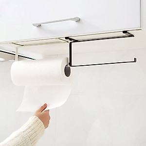 hudiemm0B Paper Towel Holder Hanger Toilet Roll Rack Stand Organizer Cabinet Bathroom Iron Black