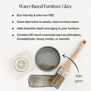 Furniture Glaze - Antique Patina Special Effects Glaze for Chalk Style Furniture Paint, Eco-Friendly Wood Stain, 6 Color Choices - Slate [Grey] - Pint (16 oz)