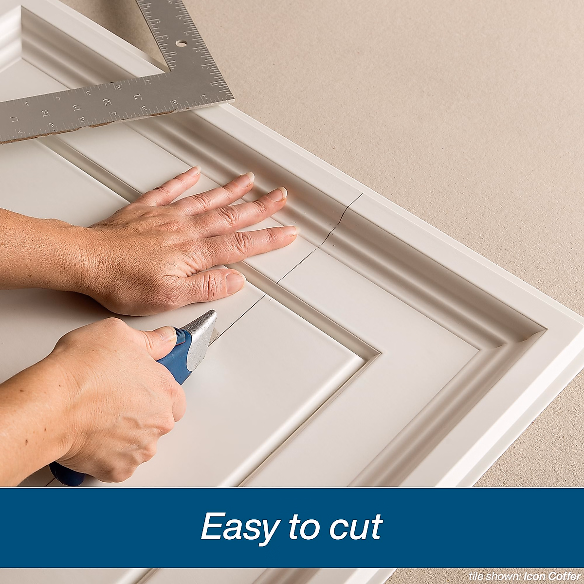 Genesis 2ft x 2ft White Antique Ceiling Tiles - Easy Drop-in Installation – Waterproof, Washable and Fire-Rated - High-Grade PVC to Prevent Breakage - Package of 12 Tiles