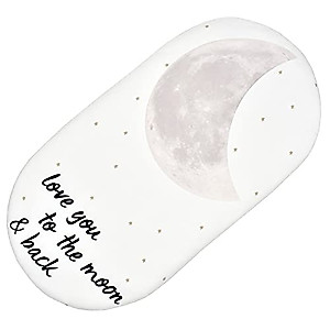 Baby Jersey Cotton Bassinet Sheets for Boy and Girl, Ultra Soft Baby Bedside Sleeper Cover, Universal Sheet Set for Rectangle, Oval, or Hourglass Bassinet Mattress (Moon/Leaf)