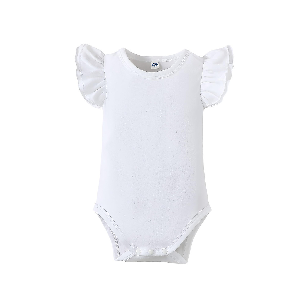 LYSMuch Baby Girls Ruffle Sleeves Bodysuit Infant Solid Color Top Jumpsuit (White,12-18 Months)