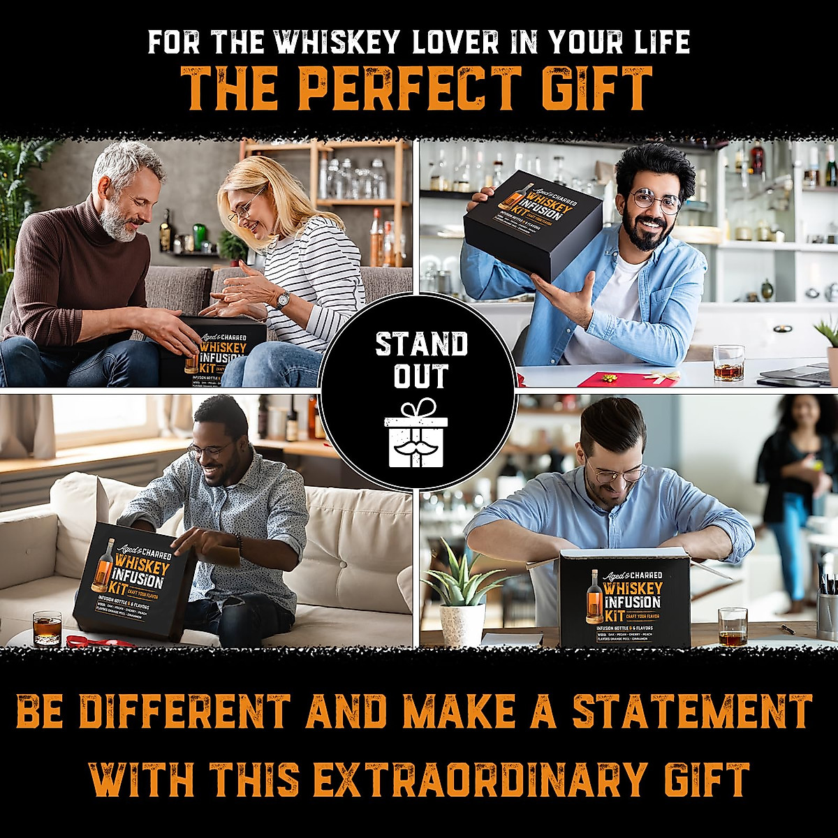 Complete Whiskey Infusion Kit (4 Wood Chips, Orange and Cinnamon Peels) - Whiskey Making Kit Gift Sets for Men - Craft Your Own Whiskey Flavors - Unique Bourbon Gifts for Men