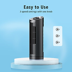 VCK Tower Fan, 80° Oscillating Table Fan with 3 Speeds, Fast Cooling, Quiet Operation, Portable Bladeless Fan, 13" Desk Fan for Bedroom Home Office Desktop