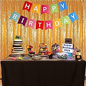 Partisout Sequin Curtain Backdrop 8ftx10ft Sequin Backdrop Sequence Backdrop Party Glitter Backdrop Sparkle Backdrop Wedding Photo Backdrop and Shimmer Backdrop (8ftx10ft, Gold)