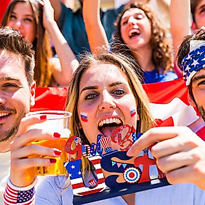 Frienda 3 Pcs 4th of July Table Decoration Patriotic Centerpiece Fourth of July Wooden Sign Independence Day Table Sign American Flag for Freedom Faith Table Decoration for Memorial Day Home Decor