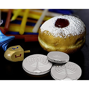Izzy 'n' Dizzy Hanukkah Gelt Coins Chocolate, Kosher Milk Chocolate Coins Nut Free (Dairy), Filled with Menorah Embossed Hanukkah Gelt Coins (12 Mesh Bags)