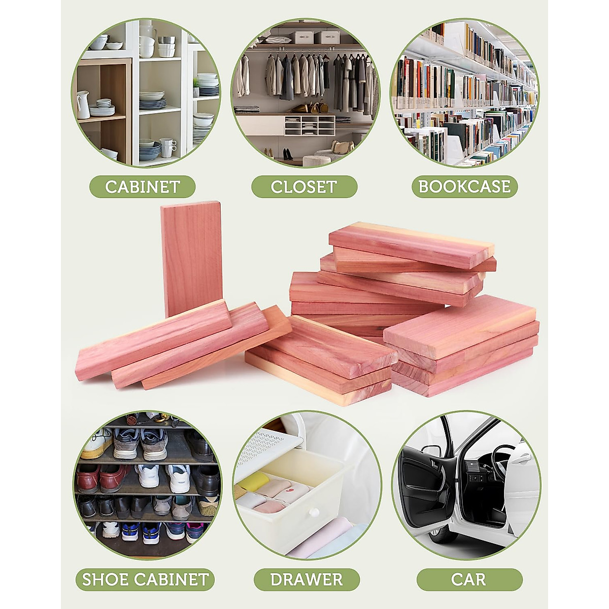 Aryiten Cedar Blocks for Clothes Storage, Aromatic Scent Cedar Wood Planks for Closets, Kitchen Storage and Drawers Freshener, 20 Pack