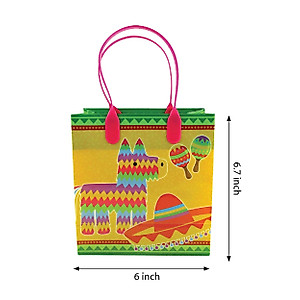 TINYMILLS Fiesta Themed Party Favor Bags Treat Bags, 12 Pack