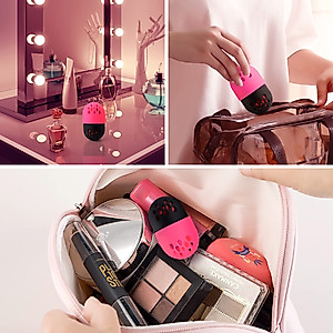 keilend Makeup Sponge Holder, Beauty Sponge Container with Cover,Reusable Protective Carrying Container,Sponge Dustproof Case for Travel, Home(Pink-Black)