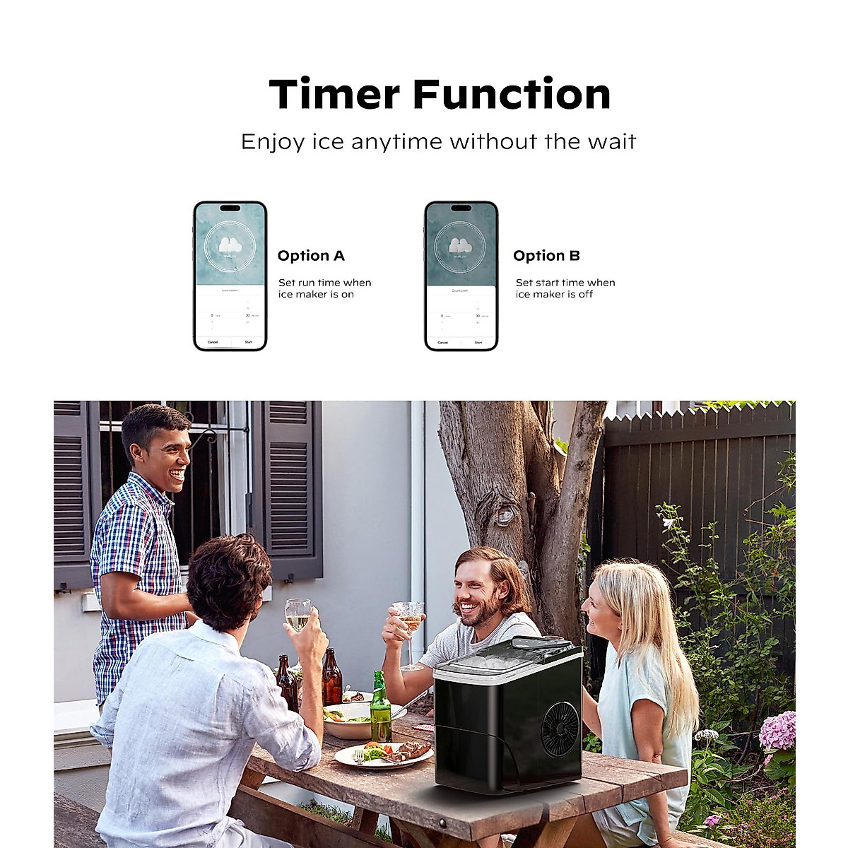 Silonn Smart Countertop Ice Maker - 9 Bullet Cubes in 6 Mins, 26 lbs per Day, Compact Wi-Fi Ice Maker Machine, 2 Ice Cube Sizes, Portable Ice Maker with Self-Cleaning for Kitchen/Office/RV