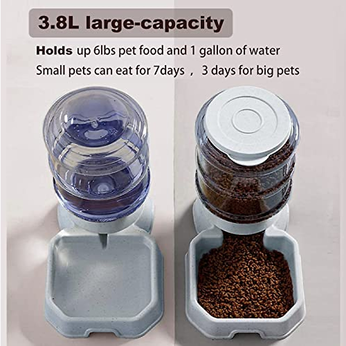 Nabipaw Pet Cat and Dog Automatic Feeder and Water Dispenser 3.8 L with Travel Supply Feeder and Water Dispenser for Dogs Cats Pets Animal (Gray)