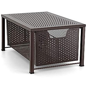 Bextsware Auledio Stackable Multi-Function Under Sink Cabinet Sliding Basket Organizer Drawer, Extra Large Capacity, Space Saving,Bronze