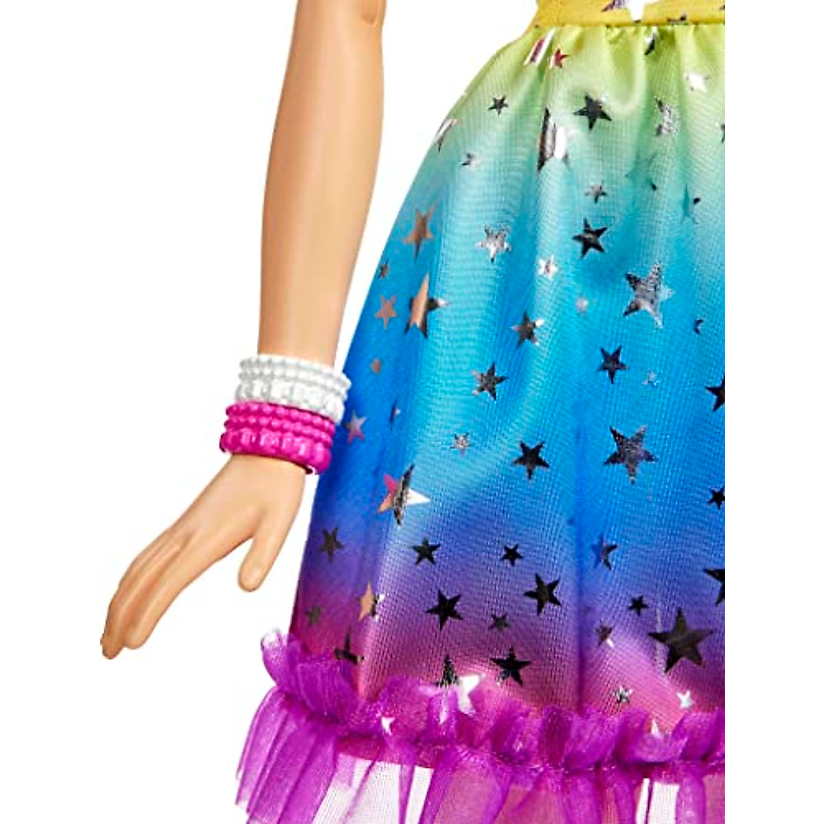 Barbie Large Doll with Blond Hair, 28 Inches Tall, Rainbow Dress and Styling Accessories Including Shooting Star Handbag